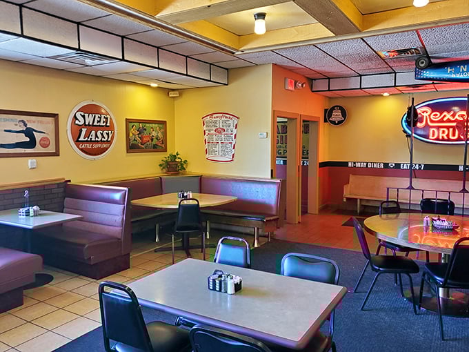 Nostalgia served fresh daily! From the retro booths to the vintage signs, this diner is like a warm hug from your favorite decade.