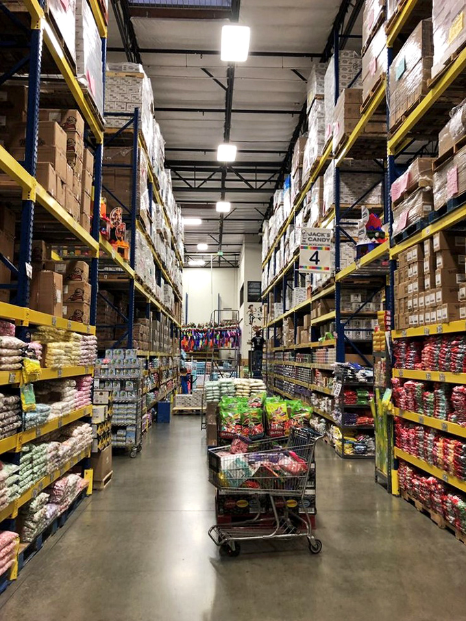 The candy pilgrimage in action! Watch as fellow sugar seekers navigate this labyrinth of treats, their carts filled with childhood memories.