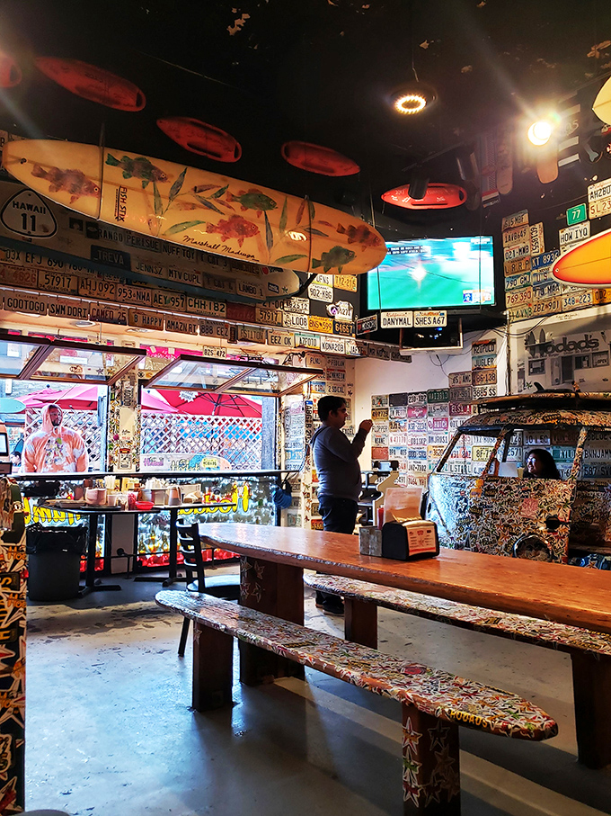 It's like a surf shack and a diner had a baby. The interior is a visual feast that'll keep you entertained between bites.