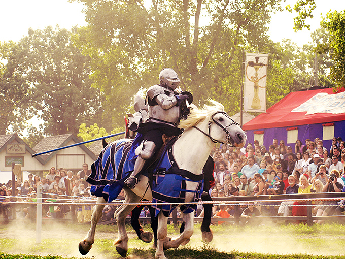 Horsing around, medieval style. This knight in shining armor is living proof that chivalry isn't dead &ndash; it just needed a costume change.