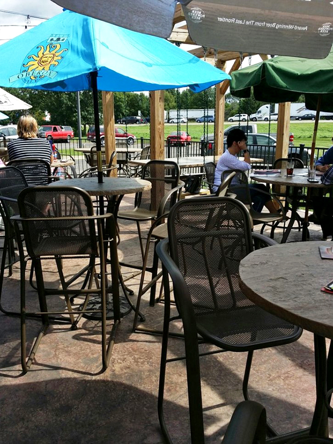 Outdoor seating that's more refreshing than a cold brew on a hot day. Soak up some vitamin D with your vittles!