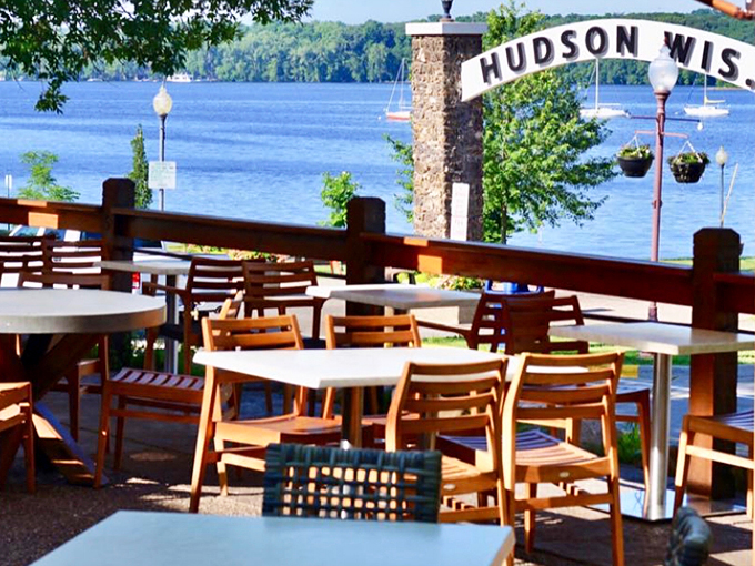 Dining with a view? Check. This outdoor seating area offers a feast for your eyes to match the one on your plate.