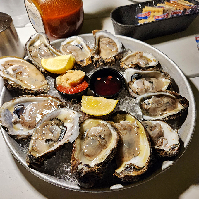 Oysters, oh my! These briny beauties are like nature's shot glasses, filled with a taste of the sea and a squeeze of sunshine.