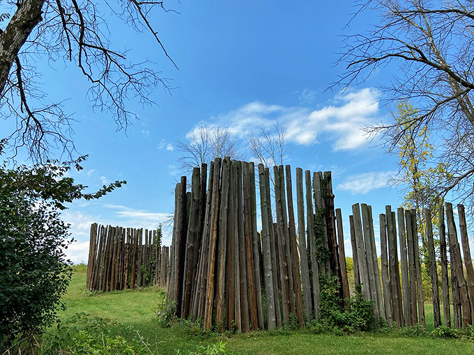 Wooden Wonders: These stockades are like the world's biggest Lincoln Logs set. Imagine the instruction manual for this!