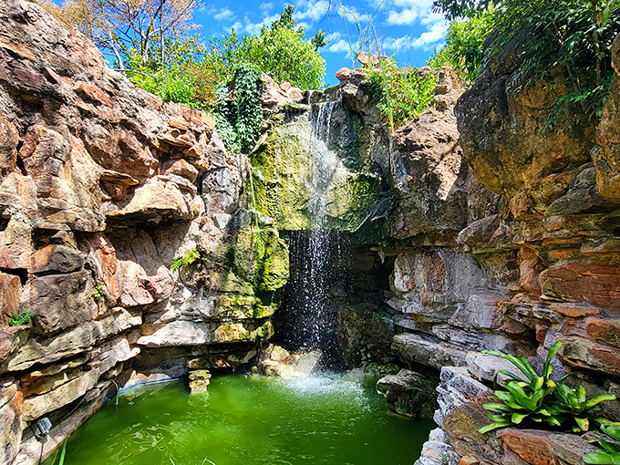 A waterfall cascades into tranquil pools, creating nature's own symphony. Conductor's baton not included, but feel free to hum along.
