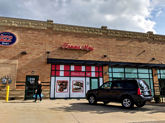 Red awning, can't lose! This classic candy shop is more reliable than your favorite pair of comfy shoes.