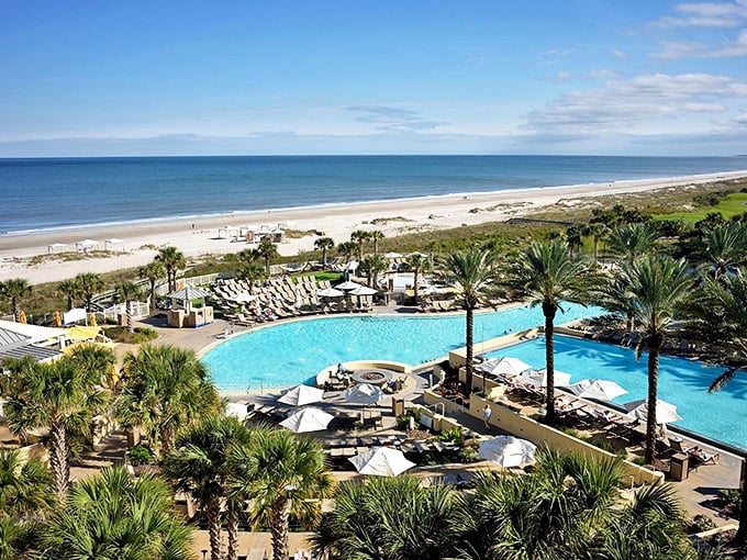 Fernandina Beach: Where Southern charm meets coastal cool. This aerial view promises adventures for landlubbers and sea dogs alike.