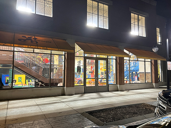 "Gravity, schmavity! Funtopia's colorful climbing walls invite adults to monkey around like there's no tomorrow."