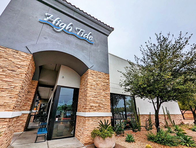 High Tide Seafood Bar & Grill: Where the desert meets the sea! It's like finding a message in a bottle, but the message says "Come in, we're open!"
