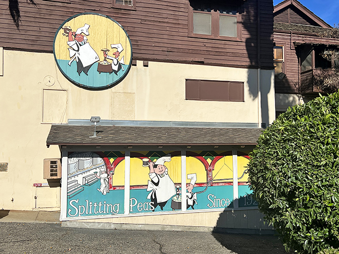 Soup-er heroes! These pea-loving mascots stand guard over comfort food central &ndash; no cape required, just a big spoon!