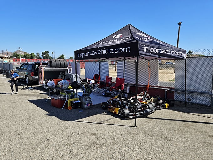 Karting paradise! Adams' setup is more tempting than a 'buy one, get one free' deal. Time to indulge your speed cravings!