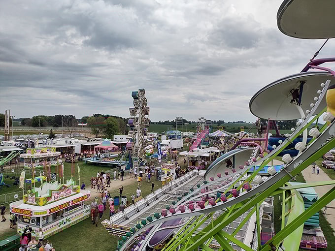 What a fun view! You can feel the excitement of the rides and the smell of funnel cakes at the Dodge County Fair.