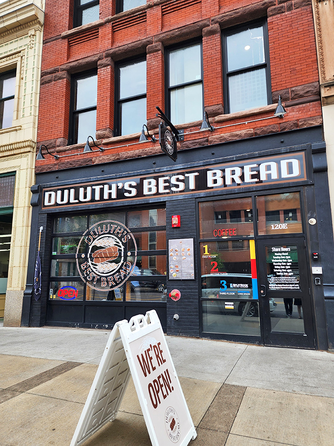 Duluth's Best Bread's inviting interior: Where "We're Open!" is music to carb-lovers' ears. Time to get that dough!