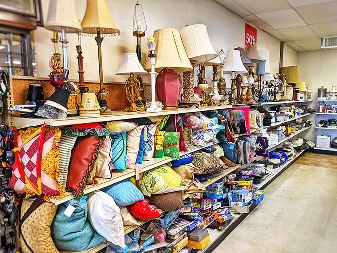 Welcome to the Disneyland of discounts! Friendly Thrift Store: Where every aisle is the happiest place on Earth.