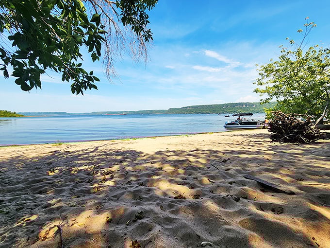 Frontenac's sandy beach: Where "going to work" means deciding between building sandcastles or perfecting your floating technique.