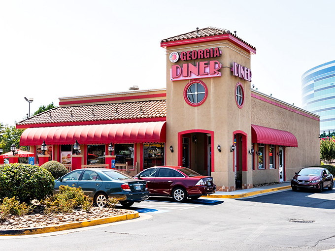 Awning-some eats await! Georgia Diner's retro charm is as inviting as their mile-high dessert case.