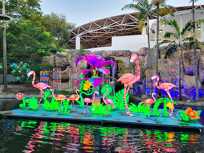 Flamingo fiesta! These pink party animals are just the tip of the exotic iceberg at Miami's wildest island.