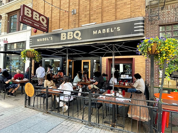 Charming plants, outdoor seating &ndash; it's not just dinner, it's a meat-lover's block party waiting to happen.