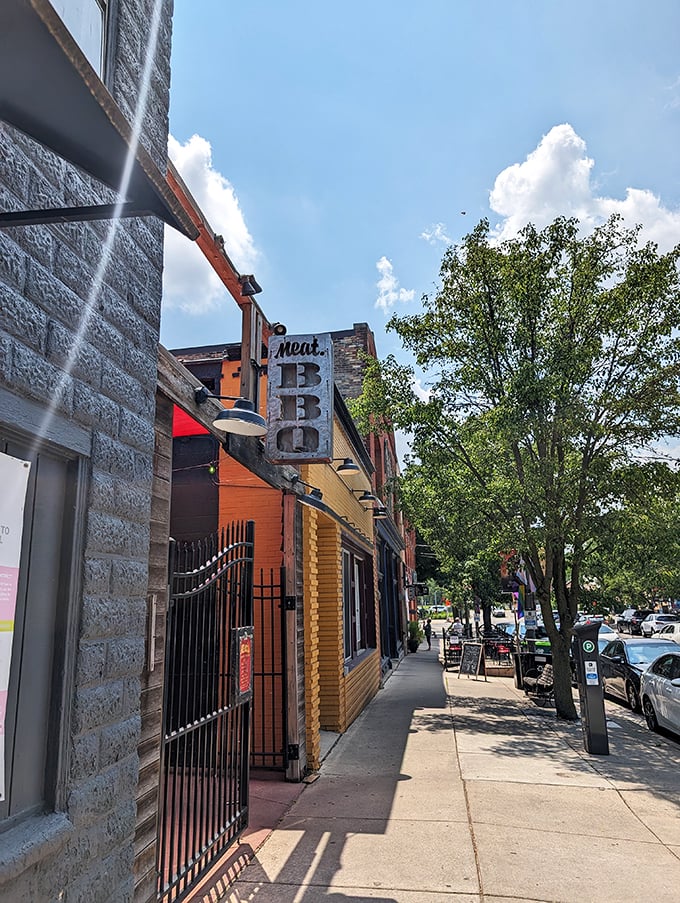 Meat BBQ: where industrial chic meets finger-lickin' unique. This Lansing hotspot is serving up cool vibes and hot plates.