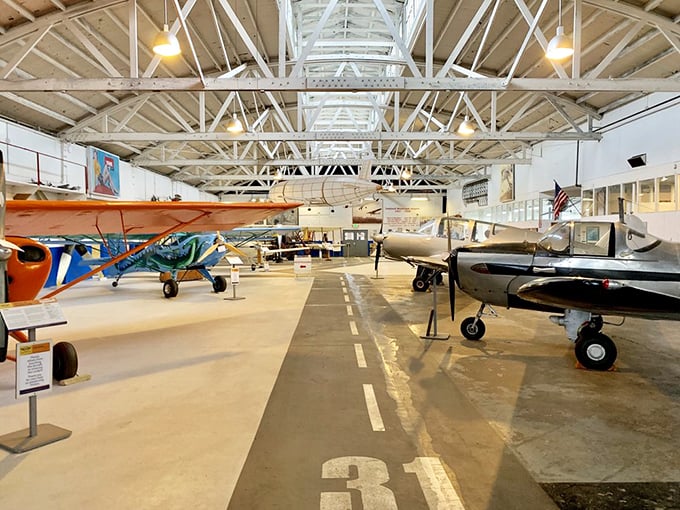 Inside, local aviation history takes center stage. It's a love letter to Oakland's flying heritage, written in aluminum and steel.