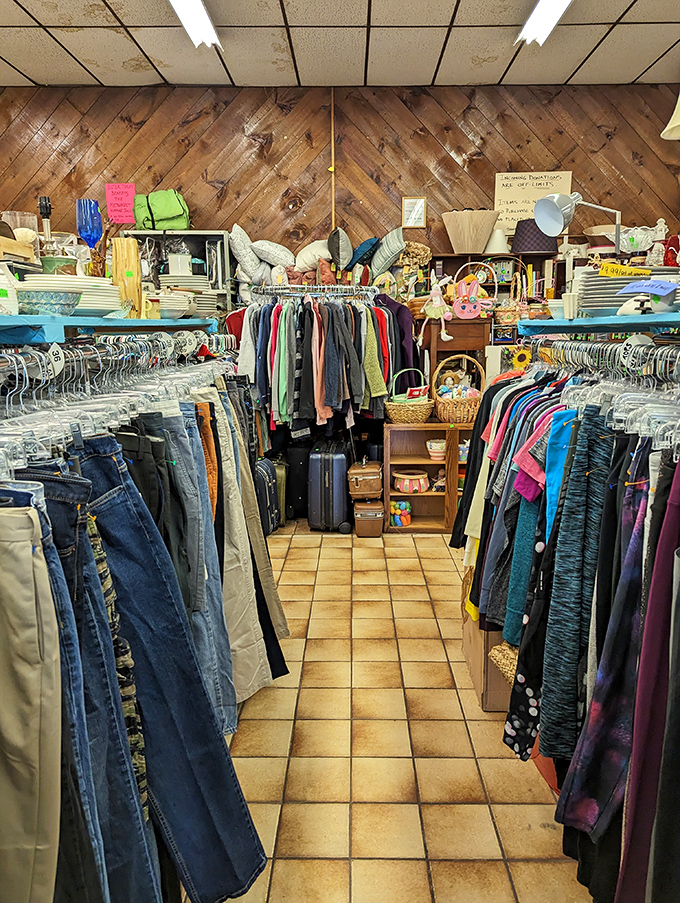 Sister Thrift (Watertown): "Expect the unexpected! Where else can you find vintage jeans, a tea set, and a pineapple-shaped lamp all in one place? Only at Sister Thrift!"