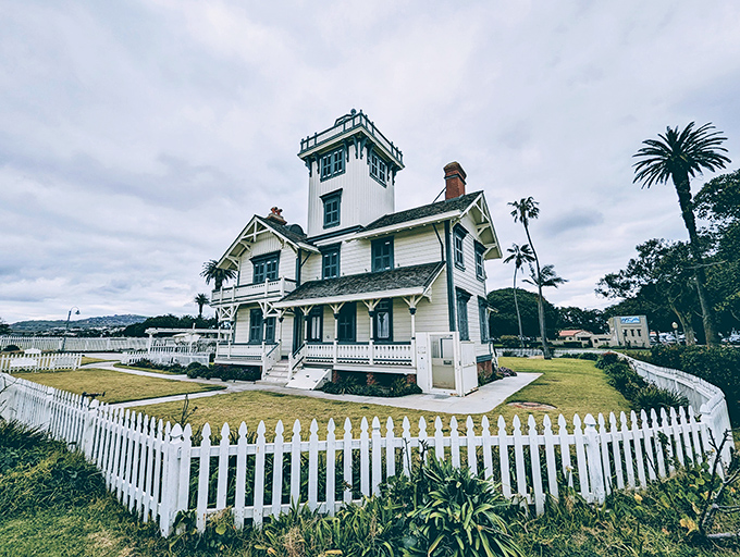 "Point Fermin: From wartime camouflage to gleaming white beauty. This lighthouse has more outfit changes than a pop star."