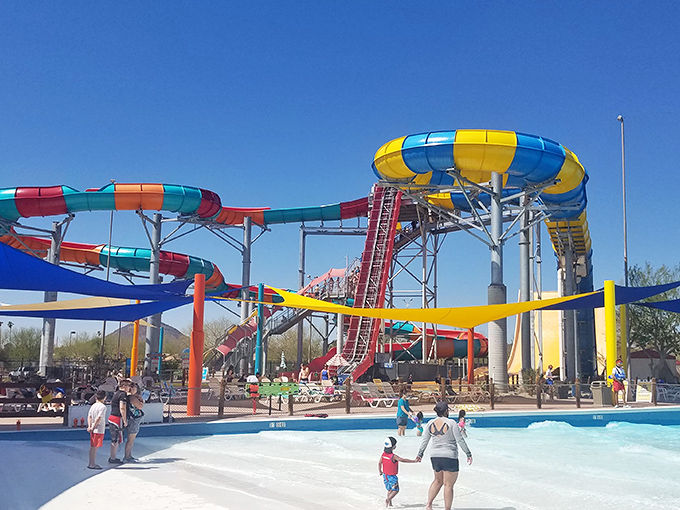 Slip-sliding away from the Arizona heat! Wet 'n' Wild's colorful slides are like a rainbow you can actually ride. Take that, leprechauns!