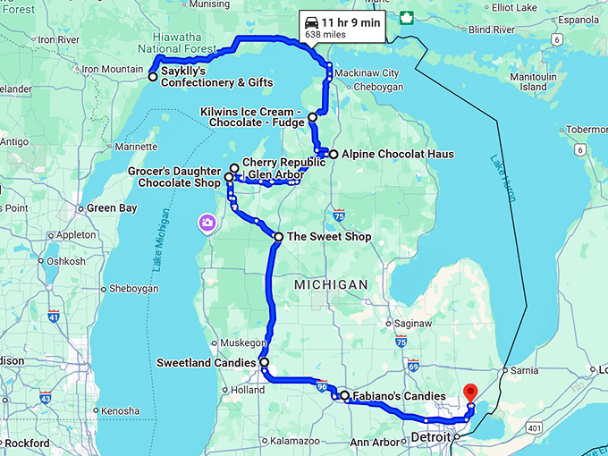 sugary-road-trip-michigan map
