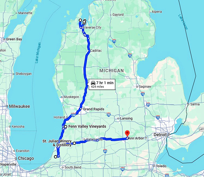 most-serene-wineries-michigan map
