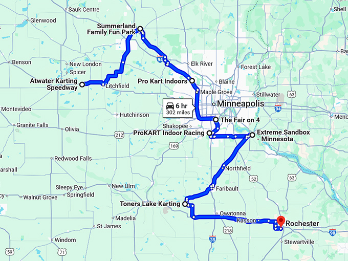 adrenaline pumping trip minnesota map