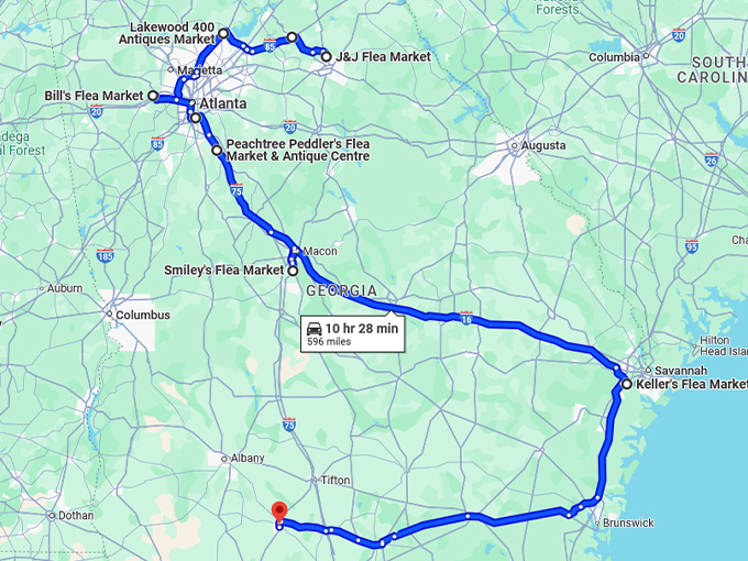 amazing flea markets georgia map