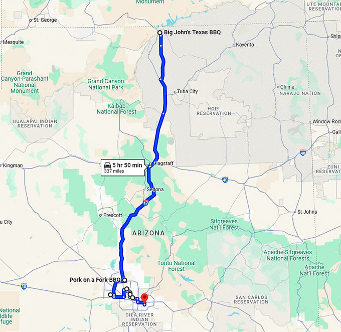 arizona bbq joints trip map