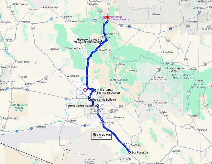 arizona enchanting coffee shops map