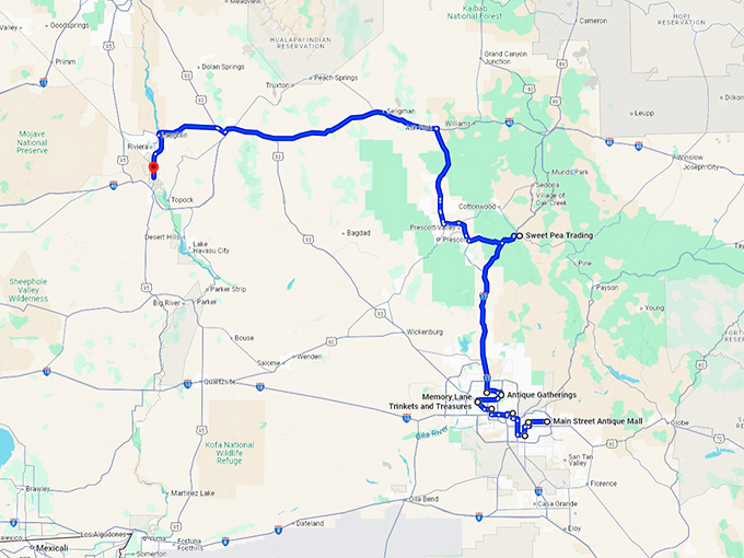 arizona hidden antique stores map