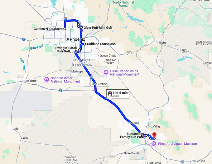 arizona mini golf courses map