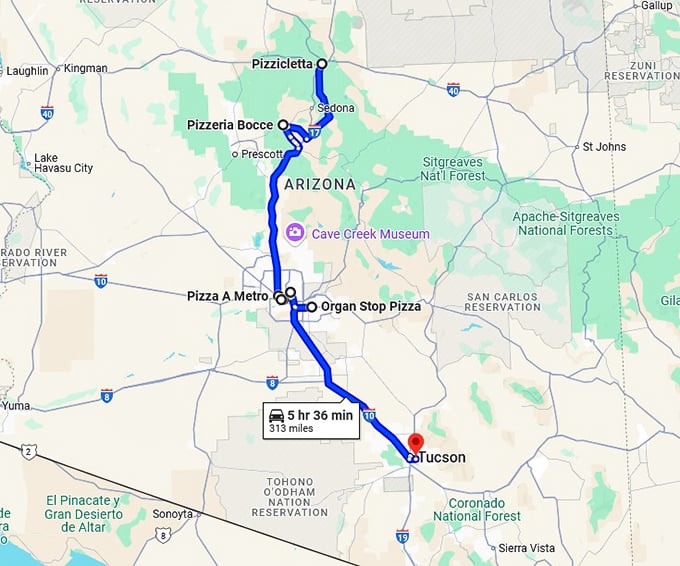 arizona pizza joints trip map