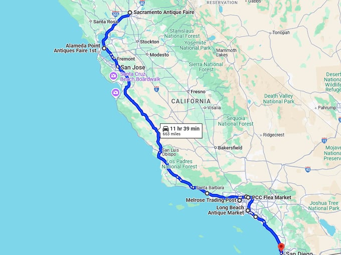 awesome flea markets california map