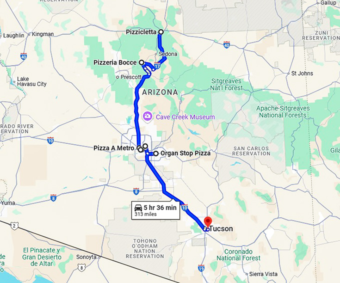 best pizzerias arizona trip map