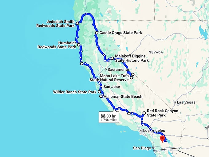 california hidden state parks map