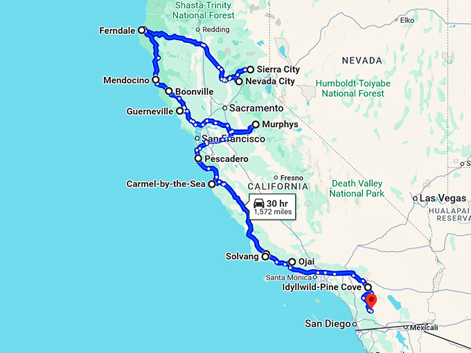 california picture perfect towns map