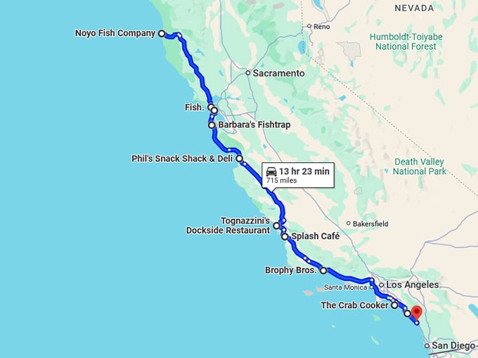 california secret seafood shacks map