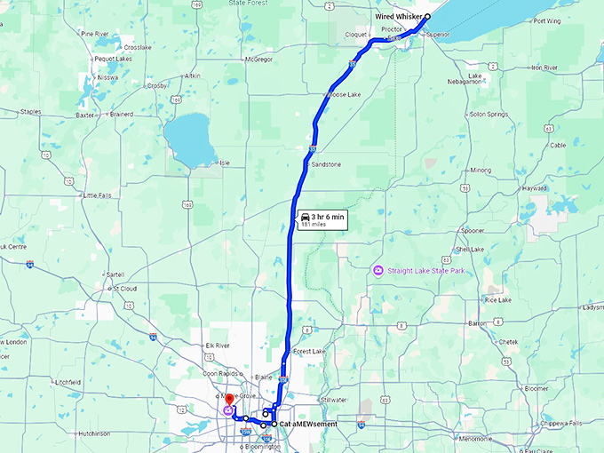 cat lover trip minnesota map