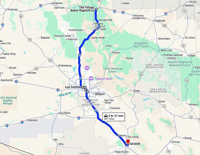 charming bakeries arizona trip map