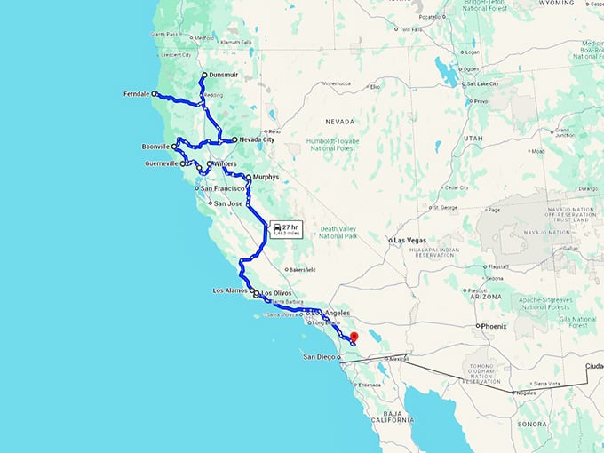 charming food towns california map