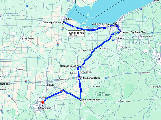 charming ohio bookstores map