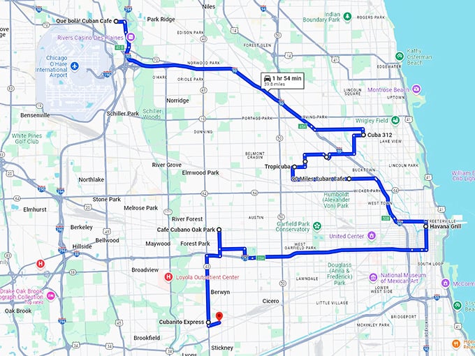 cuban restaurants illinois map