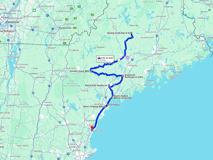 delicious bbq joints maine map