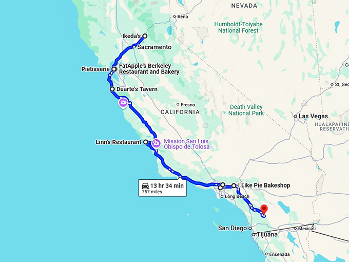 delicious dessert trip california map