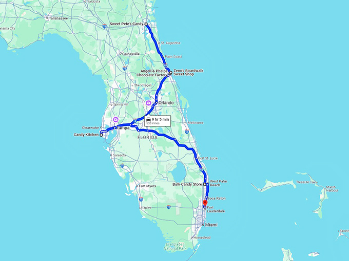 dreamy florida candy shops map