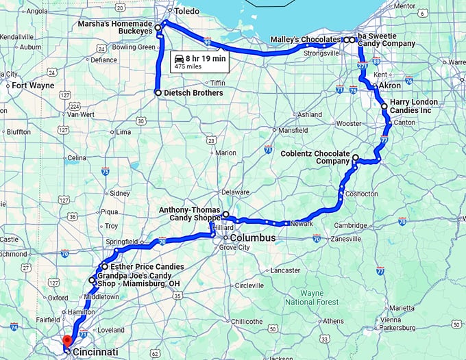 dreamy ohio chocolate shops map